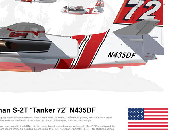 CAL FIRE Hemet Ryan S-2T Airtanker 72 N435DF with Air Attack 310 and T ...