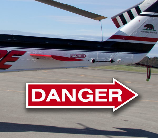 Die Cut Sticker: "Danger" Tail Rotor Warning - Civilian - Red and Whit ...