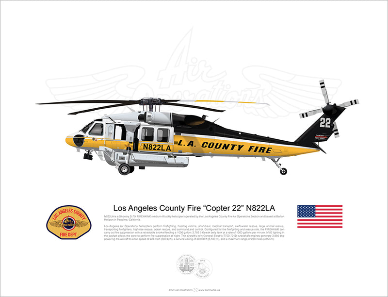 Los Angeles LA County Fire FIREHAWK “Copter 22” N822LA - Lian Media