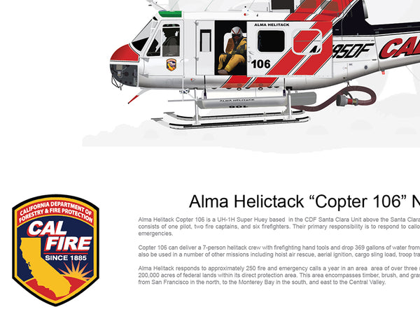 CAL FIRE Alma Helitack Bell UH 1H Huey 'Copter 106' N495DF - Lian Media