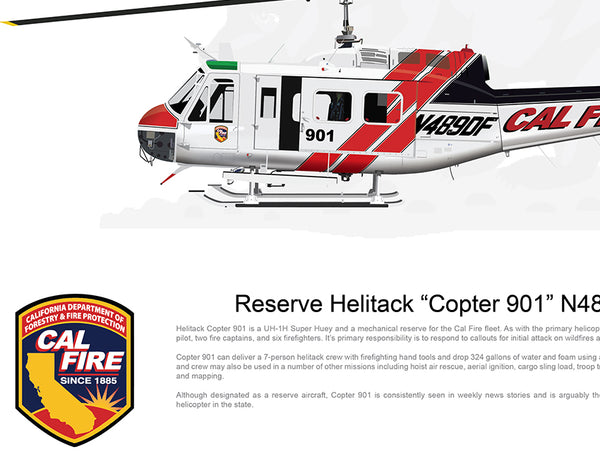 CAL FIRE Helitack Bell UH-1H Huey 'Copter 901' N489DF - Lian Media