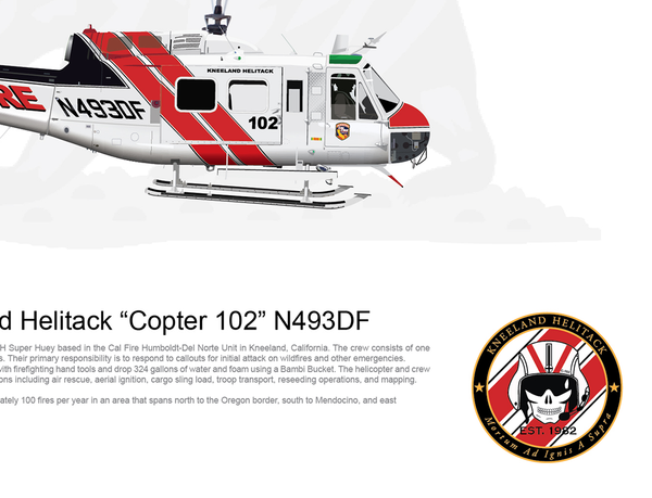 CAL FIRE Kneeland Helitack Bell UH-1H Huey 'Copter 102' N493DF - FLYIN ...