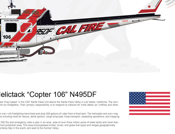CAL FIRE Alma Helitack Bell UH 1H Huey 'Copter 106' N495DF - Lian Media